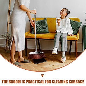 Zerodeko Cleaning Broom Lobby Broom Upright Broom with Long Handle Garbage Cleaning Supply for Sweeping Floor Garages Courtyard Sidewalks Decks Brown