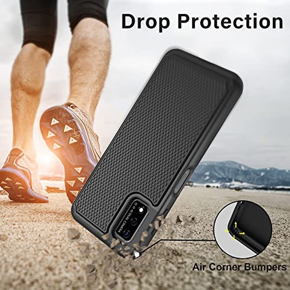 NTZW for T-Mobile Revvl V 4G Case: Drop Protective Military Grade Armor Case Cover | Sturdy Anti-Slip Grip & Shock-Proof Silicone TPU Bumper | Dual-Layer Heavy Duty Protection Case - Black