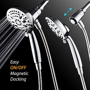 AquaDance New Magnetic Guidance Docking System - High-Pressure 8-setting Handheld Shower Head with Giant 5 inch Face, Magnetic Bracket, Extra-long 72 inch Stainless Steel Hose/All Chrome Finish