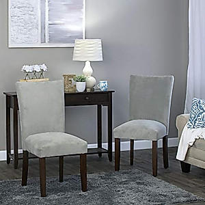 HomePop Parsons Classic Upholstered Accent Dining Chair, Set of 2, 19"D x 23.5"W x 38"H, Gray Velvet