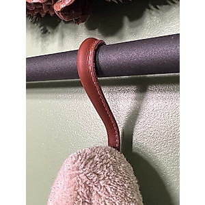 Brute Strength - S Shaped Hooks Wrapped in Full Grain Leather - 6 pcs - Cognac - Stainless Steel Metal Hangers Hanging Hooks for Kitchen - Leather Hooks - Leather s Hooks