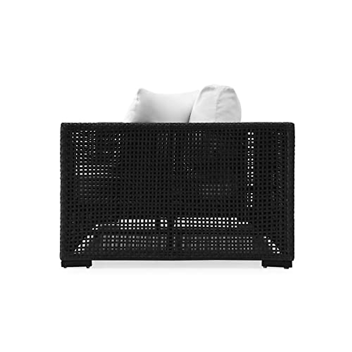 Zuri Modern Marquesa Outdoor Black Wicker Sofa with Quick Drying Cushions in White