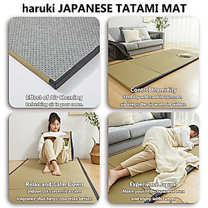 §ｈａｒｕｋｉ Japanese Tatami Mat, Thick Tatami Mat Twin Floor Mattress, Japanese Rush Grass, Used for Sleep, Meditation, Yoga, Zen Tatami Mat (Natural,78.7" L x 35.4" W x 1.2" H)