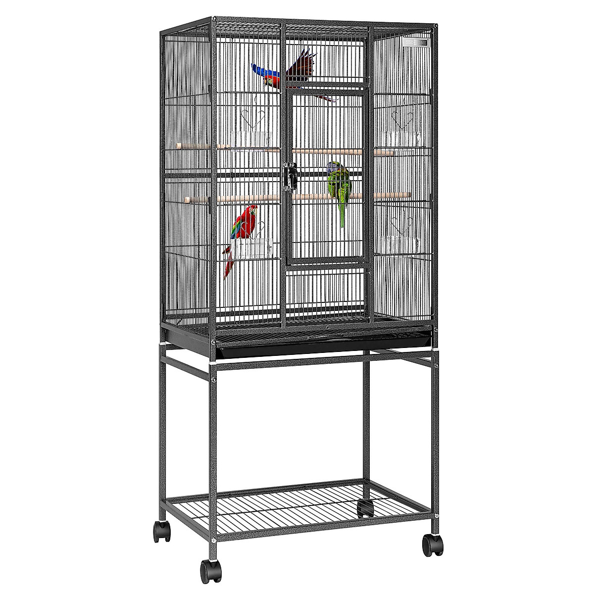 VIVOHOME 54 Inch Wrought Iron Large Bird Flight Cage with Rolling Stand for Parakeets Canaries Cockatiels Lovebirds Conures, Black