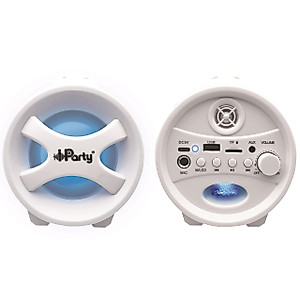 LEXIBOOK BTP585Z iParty-Portable Bluetooth Speaker with Microphone, Stereo, Light Effects, Karaoke, Wireless, FM Radio, USB, SD Card, Rechargeable Battery, White