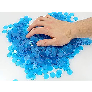 Regal Bingo Plastic Bingo Chips 1000 Pcs - Clear Transparent Counters Game Chips Set for Board Game - Fun Family Bingo Night - 3/4 Inch Blue Color