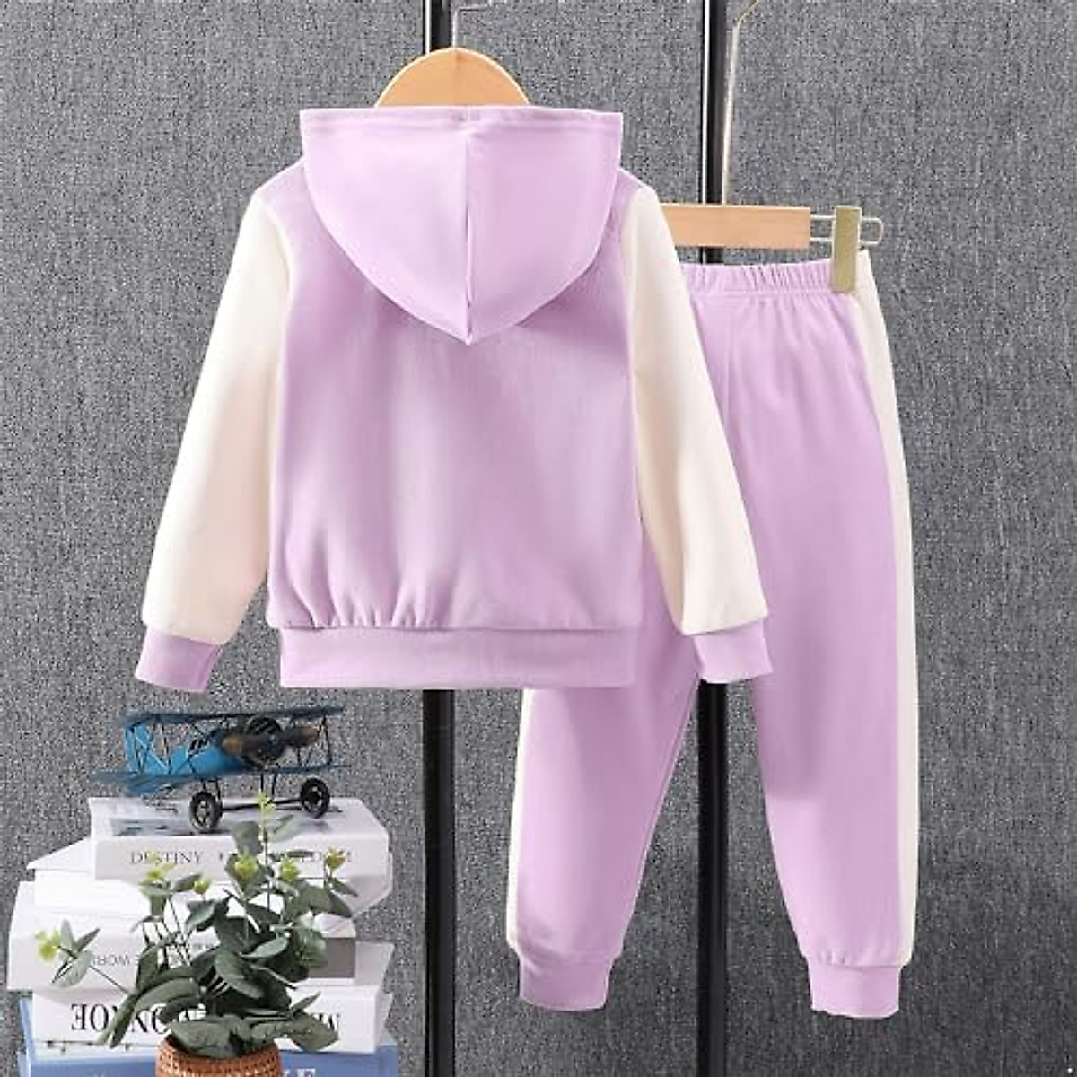 Yartina Kids Girls Boys 2 Piece Outfits Athletic Tracksuit Toddler Long Sleeve Hoodie Jacket and Sweatpants Set Purple 7-8 Years