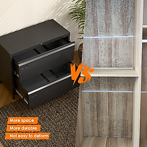 GangMei Metal Lateral File Cabinet with 2 Drawers, Wide Lateral Filing Cabinet with Lock for Hanging Files Letter/Legal/F4/A4 Size for Home Office School, Black, Assembly Required