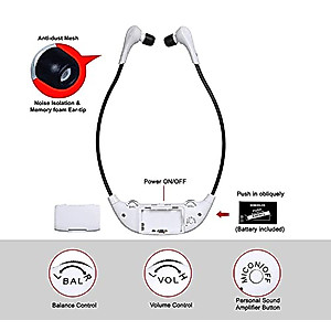 SIMOLIO 2.4G Long-Distance Wireless TV Headsets with an Extra Receiver for Replacement, One Base with One Charging Slot Only
