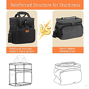 GLENKEY Expandable Large Insulated Lunch Box, Heavy Duty Lunch Cooler Bag Durable Leakproof Lunch Pail for Men Women Adults Work Shift Outdoor Picnic Camping Road Trip, 24 Can, Black