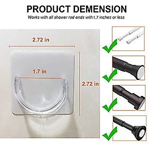 Venupple Shower Rod Holder, Tension Curtain Rod Bracket No Drilling, Adhesive Shower Rod Retainer Shower Curtain Rod Holder | Shower Curtain Rod not Included Transparent