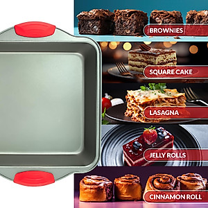 Boxiki Kitchen Non-Stick Steel 8x8 Square Baking Pan Durable, Convenient, and Premium Quality Non-Stick Baking Mold Bakeware.