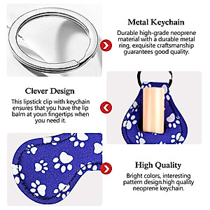 6 pcs Chapstick Holder Keychains with 6 pcs Neoprene Wristlet Keychain Lanyards, Vibrant Colors Lip Balm Keychain Holder, Chapstick Keyring Holder Portable Lipstick Holder Keychains (C 6 pairs)