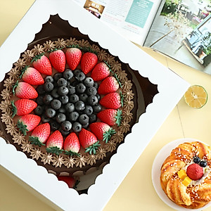 Moretoes 6 Sizes Cake Boxes12 Pcs 12x12x12 12x12x10 10x10x10 10x10x12 8x8x8 8x8x10 Inch Tall Bakery Boxes Disposable Carrier Take Out Container in 2 or 3 Tier for Wedding Birthday