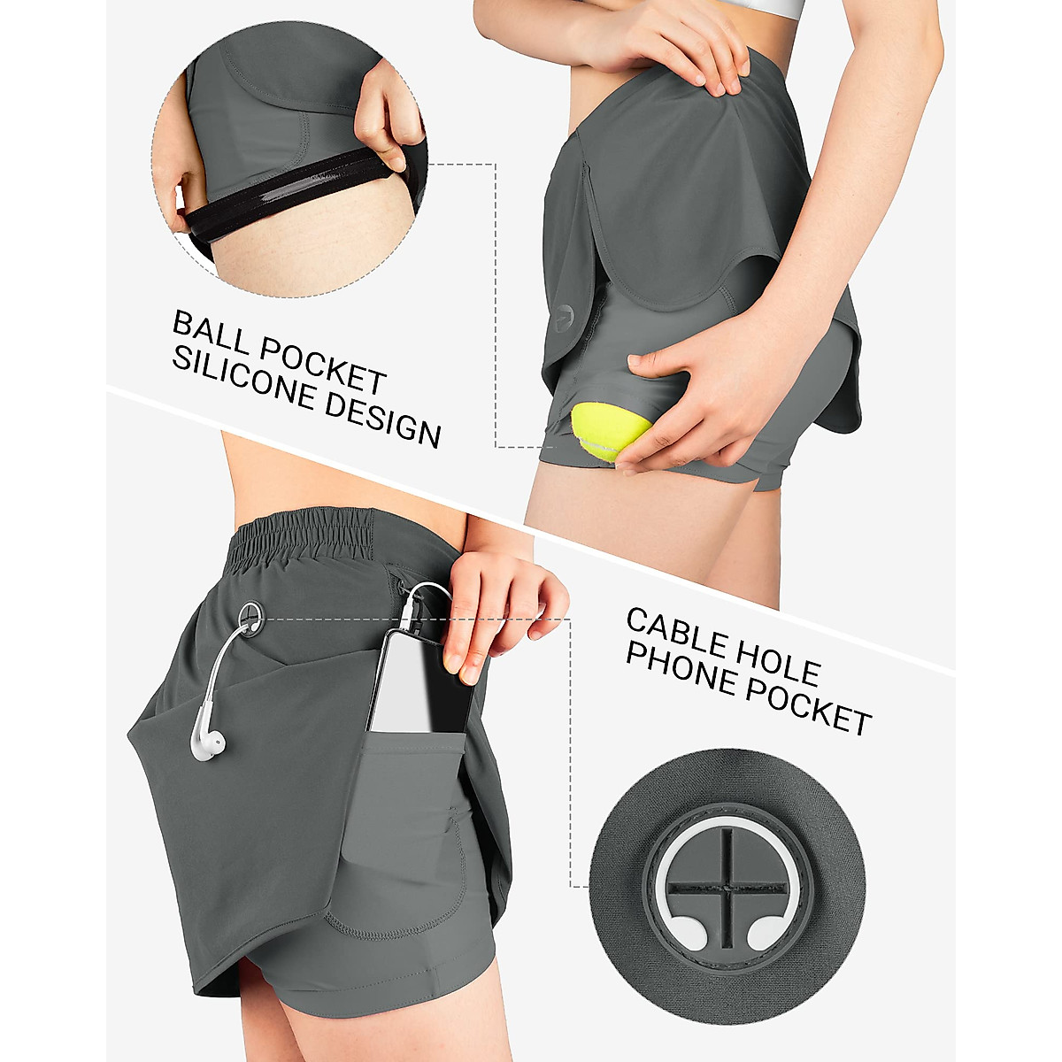 Outdoor Ventures Women's Tennis Skirts with Pockets, Golf Skort Workout Athletic Running Hiking Skirts with Shorts