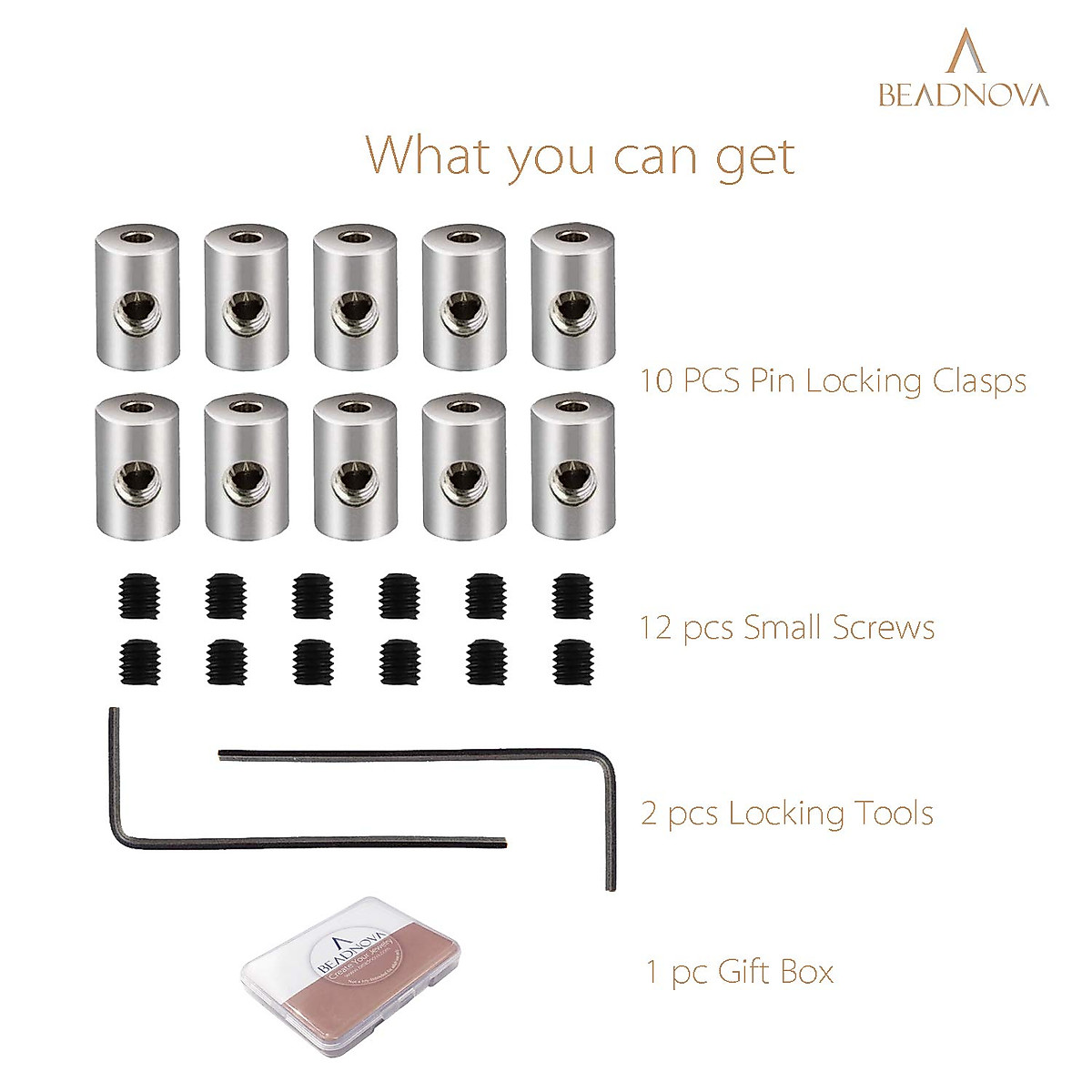 BEADNOVA Pin Locking Backs Pin Locks Backs Locking Pin Back Pin Locking Clasp for Insignia Name Tag Landyards Badge (10pcs, Allen Wrench Included)