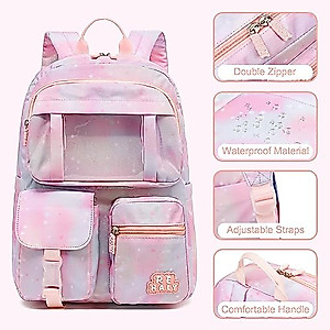 REHALY Kids Backpacks for Girls,Cute School Backpacks for Kids Elementary School Primary School, Tie Dye School Bag for Girls Kid Students for Back to School Supplies Birthday Gifts