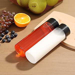 Naivees 30 Pcs 12 Oz Juice Bottles with Black Lids Empty Plastic Round Bottle Reusable Round Containers with Caps Suitable for Water Juice Tea Milk and Other Beverages