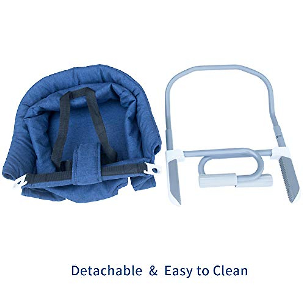 Hook On High Chair, Clip on Table High Chair with Dining Tray for Babies and Toddlers, Folding Flat Feeding Seat with Convenient Carry Bag for Home and Travel(Denim Blue)