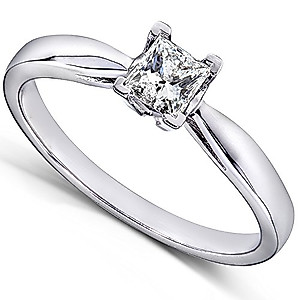 Kobelli Diamond Solitaire Engagement Ring 1/4 Carat (ctw) in 14k White Gold, Size 6, White Gold