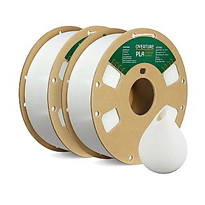 OVERTURE PLA Filament 1.75mm PLA 3D Printer Filament, 2kg Cardboard Spool (4.4lbs), Dimensional Accuracy +/- 0.02mm, Fit Most FDM Printer (White 2-Pack)