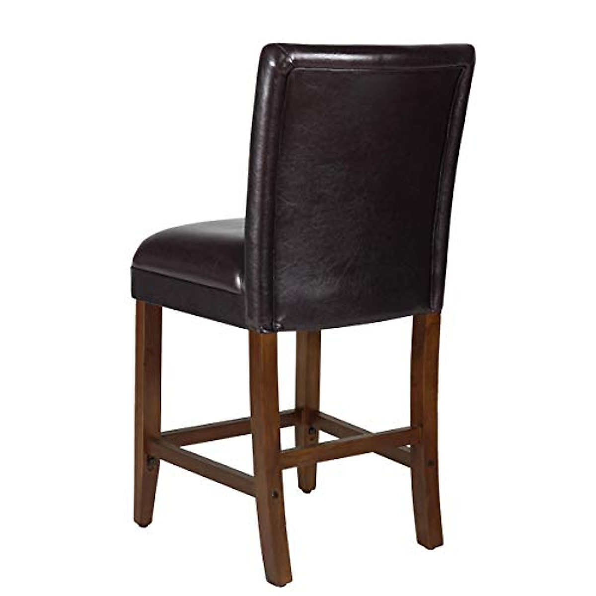 Homepop Home Decor | Classic Counter Height Bar Stools | Faux Leather 24 Inch Bar Stools | Decorative Home Furniture (Brown Faux)
