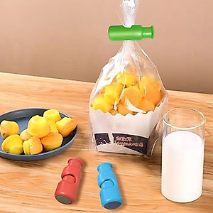Bag Clips, Upgrade Squeeze and Lock Chips Bread Bag Clips, Grip Sticks Bag Sealers, Snack Bread Closer Clip, Plastic Sealing Clip for Bread, Food Clips for Bags, Bag Closure Clips (Colorful, 6PCS)