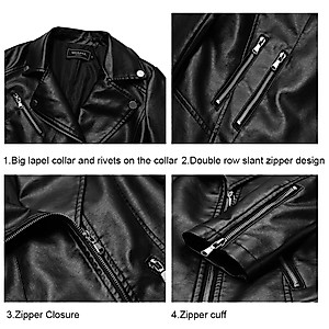 WULFUL Women's Faux Leather Jackets Motorcycle Zipper Biker Short Coat Jacket