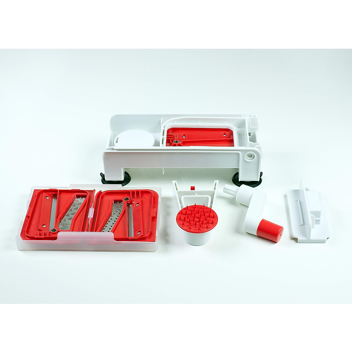 Paderno World Cuisine 3-Blade Folding Vegetable Slicer / Spiralizer Pro, Counter-Mounted and includes 3 Different Stainless Steel Blades