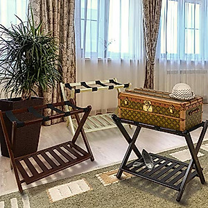 Casual Home Luggage Rack, Walnut, Solid Wood