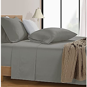 100% Cotton King Sheets - 600 Thread Count 4 Pc King Sheets Sets, Long Staple Combed Cotton Bed Sheets King, Luxury Sateen Sheets, King size sheets with deep pockets fits upto 17" - Charcoal