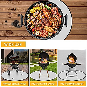 TONAHUTU 36" Fire Pit Mat & Under Grill Mat, Deck Patio Protect Mat Heat Resistant Fire Mat for Fire Pit BBQ Mat for Under BBQ Oil-Proof & Waterproof,2-Layer Thickened, White