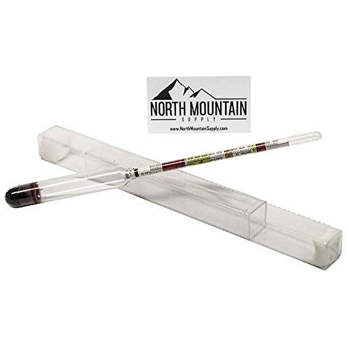 North Mountain Supply - NMSTS-H Glass Triple Scale Hydrometer - Specific Gravity 0.760-1.150 - Potential ABV 0-16% - Sugar Per Liter 0-341 Clear
