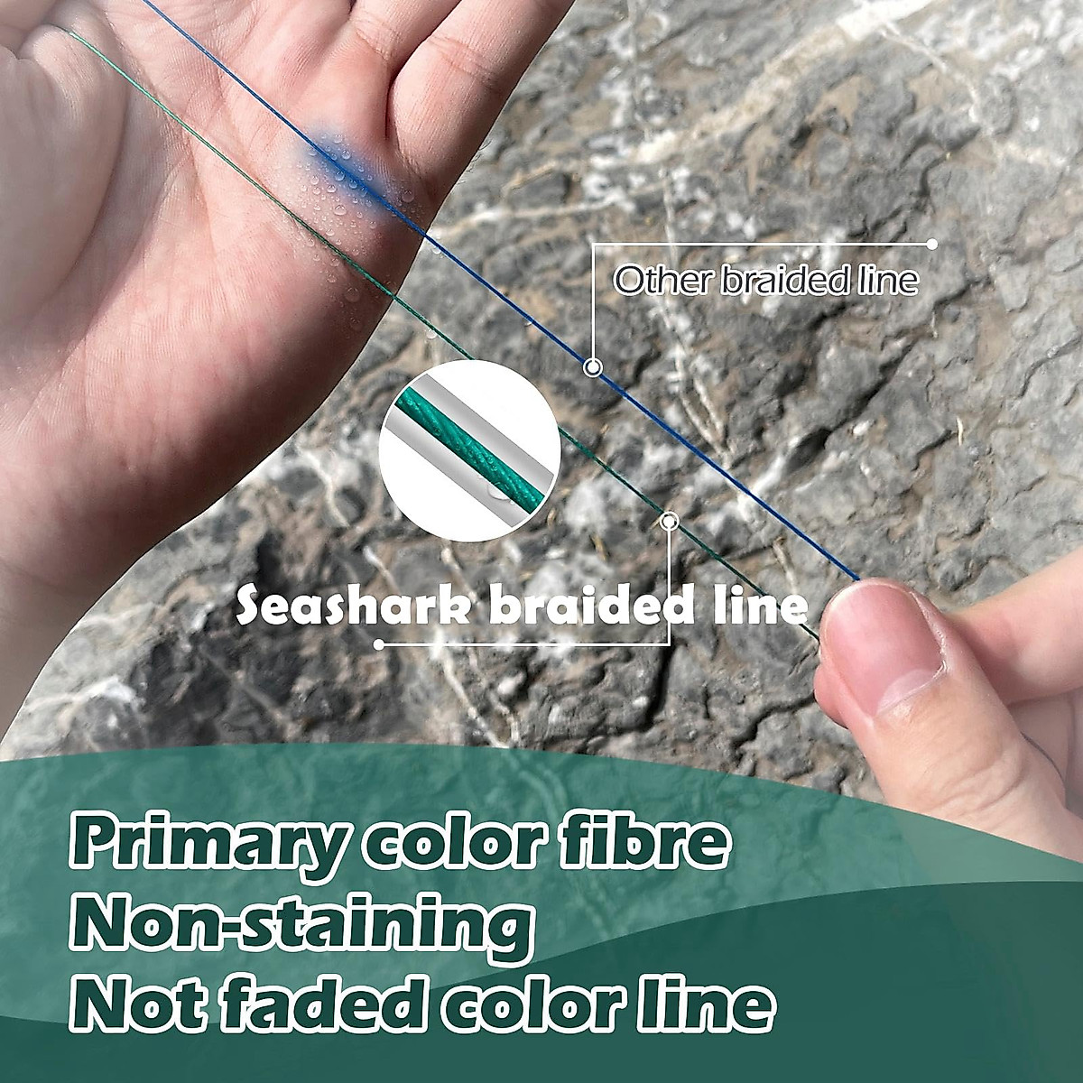 Seashark Braided Fishing Line Color Never Fade 8 Strands Super Strong PE Fishing Line (Black, 20lb 0.20mm-100m/109Yards)