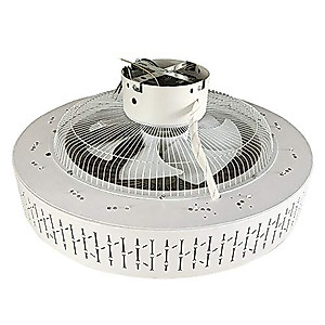 22'' Modern LED Invisible Ceiling Fan with light 3-Color 3-Speed 64W 7 Acrylic Blades Round Enclosed Chandelier Fan with Remote Control Semi Flush Mount Quiet for Bedroom Living Room (Bamboo leaf)