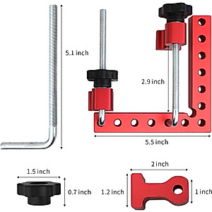 ATOLS 90 Degree Positioning Squares, Right Angle Clamps 5.5" x 5.5"(14 x 14cm) Aluminum Alloy Woodworking Carpenter, Corner Clamping Square Tool for Picture Frames, Boxes, Cabinets or Drawers(4 Pack)