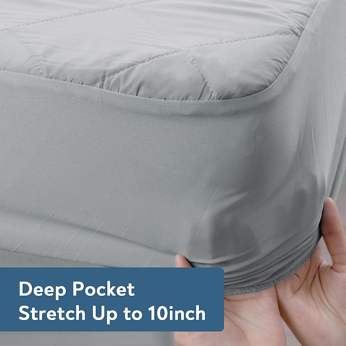 Cot Mattress Pad Waterproof Quilted, Fitted Cot Size Mattress Pads Protector Cover 30" X 75" for Narrow Twin Bunk Bed, Cot Mattress Topper for Camping Sleep, Grey (Cover Only)