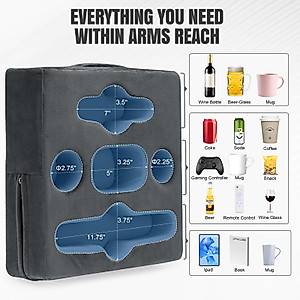 STBoo Couch Cup Holder Pillow - Sofa Drink Cup Holder Cozy Buddy | Bed Caddy Organizer Holds Remote, Snacks, Phones, Tablet | Waterproof Anti-Spill Sofa Beverage Tray for Car, Beach, RV, Boat (Grey)
