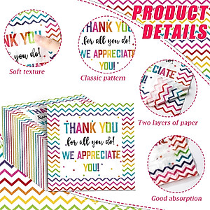 Naozinebi 100Pcs Thank You Napkins We Appreciate You Paper Napkins Thankful Disposable Napkin Appreciation Party Decors Grateful to Employee Teacher Doctor Staff Thanksgiving Graduation Party Supply