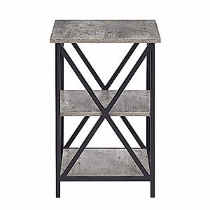 Convenience Concepts Tucson End Table with Shelves, 3-Tier, Faux Birch/Black