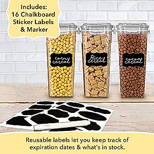 Simply Gourmet Cereal Containers Storage Set - 3 Airtight Dry Food Bins with Lids for Kitchen Pantry