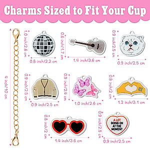 BOpusail 16Pcs TS Singer Acrylic Charm Accessories for Stanley Cups 20 30 40 oz Guitar Butterfly Heart Sunglasses Cat Shape Identification Charms Water Bottle Handle Charm for Simple Modern Tumbler