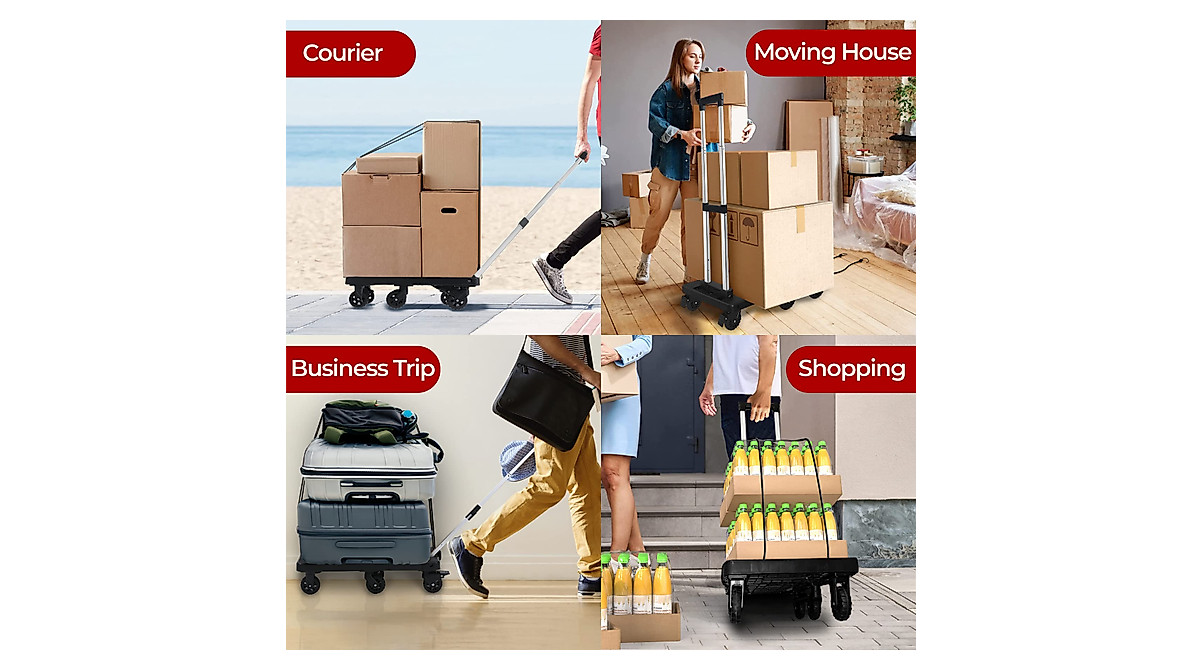 Subron Folding Hand Truck - 600lbs Heavy Duty Utility Cart