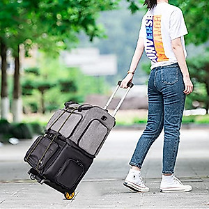 Folding Luggage Cart, TORIBIO Luggage Trucks Aluminum Portable Luggage Trolley with Storage Bag, Utility Dolly Platform Cart for Travel, House Office Moving, Travel, Shopping, Black