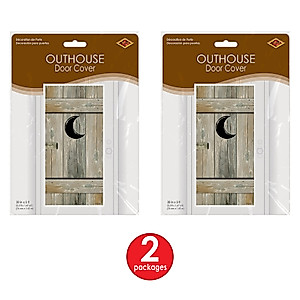 Beistle Plastic Outhouse Door Covers, 5’ x 30", Set of 2 - Rustic Desert-Themed Bathroom Decoration for Country Cowboy Setting, Old Wild West Parties, Western Party Décor