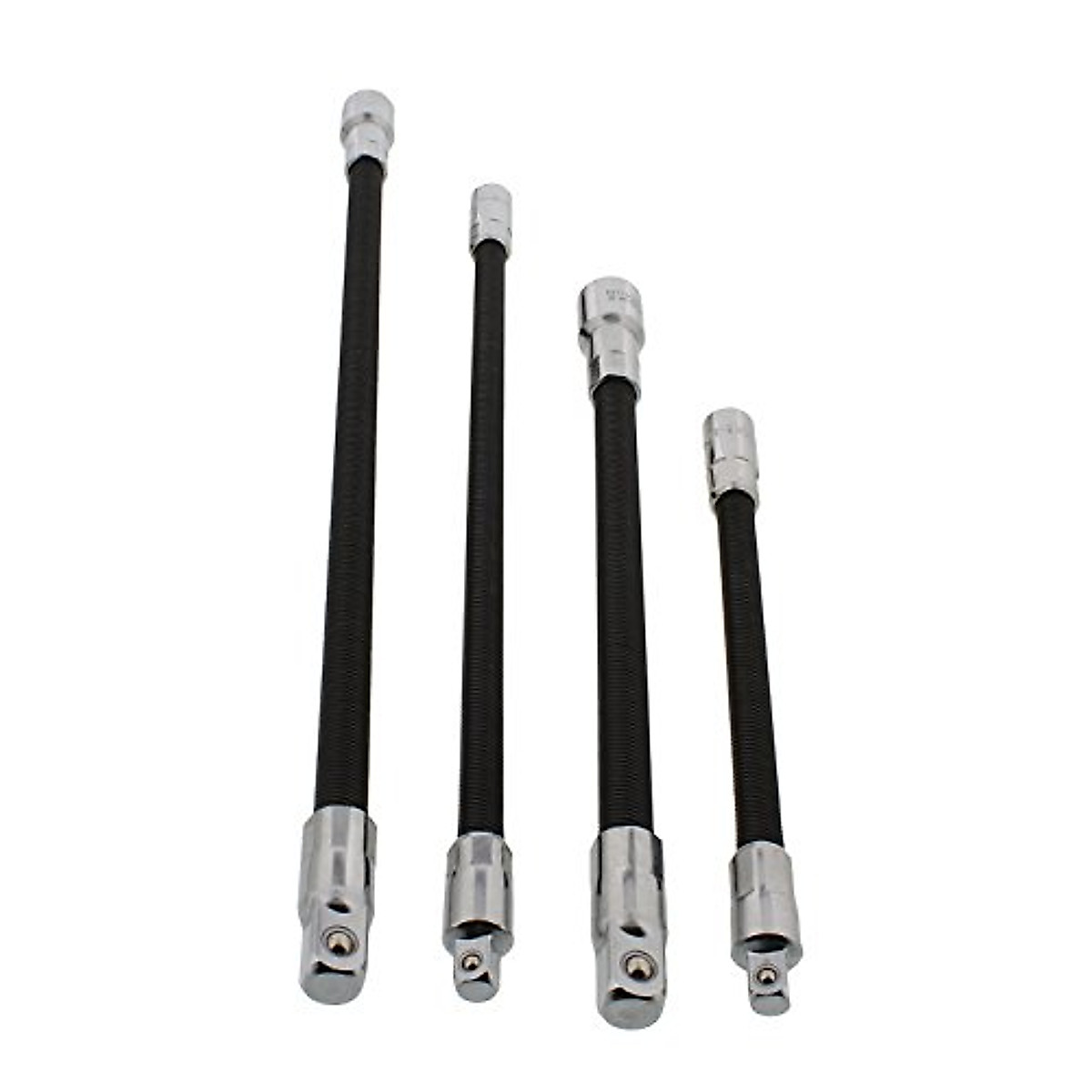 ABN Flexible Socket Extension Cables - 4pc Flex Socket Extension Bar Set 1/4in and 3/8in Drive Light Impact Extender