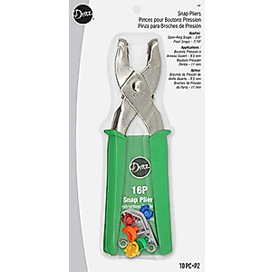 Dritz 16P Snap Fastener Pliers, Size 15 (3/8-Inch) & Size 16 (7/16-Inch), Green