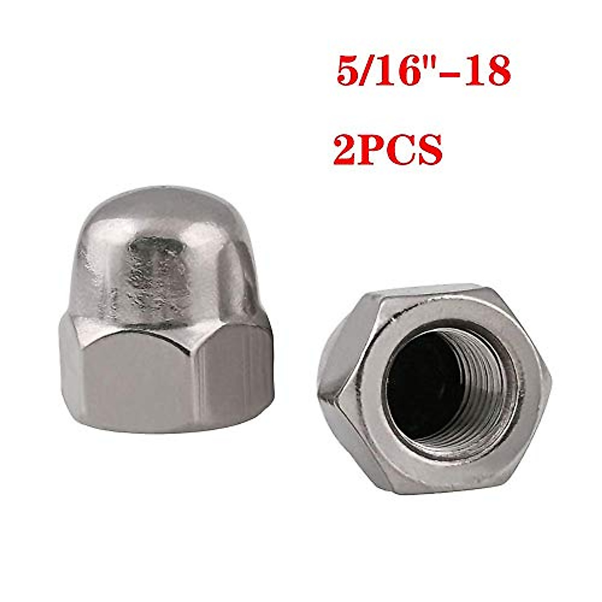 EPMANN Hex Acorn Nut UNC 8#, 10#, 1/4", 5/16", 3/8" 304 Stainless Steel Hexagon Decorative Semicircle Cap Cover Nuts Dome Nuts (Color : 5/16''-18 2pcs)