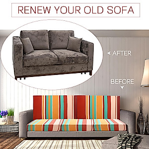 Newwiee 8 Pcs Patio Stretch Sofa Cushion Cover 4 Pcs Seat Covers and 4 Pcs Backrest Cover Replacement Patio Couch Slipcover Individual Chair Sofa Cover Washable Furniture Protector (Trendy Color)