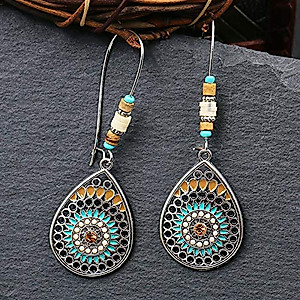 10 Pairs Drop Dangle Earrings Boho National Style Water Drop Bohemian Vintage Statement Long Dangle Earrings for Women (Style 1)